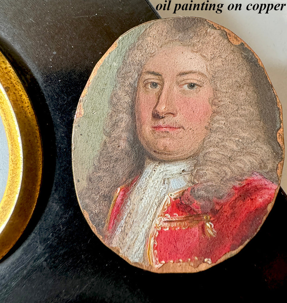 RARE Antique c.1740s Louis XIV to XV Era Portrait Miniature, Oil on Co ...