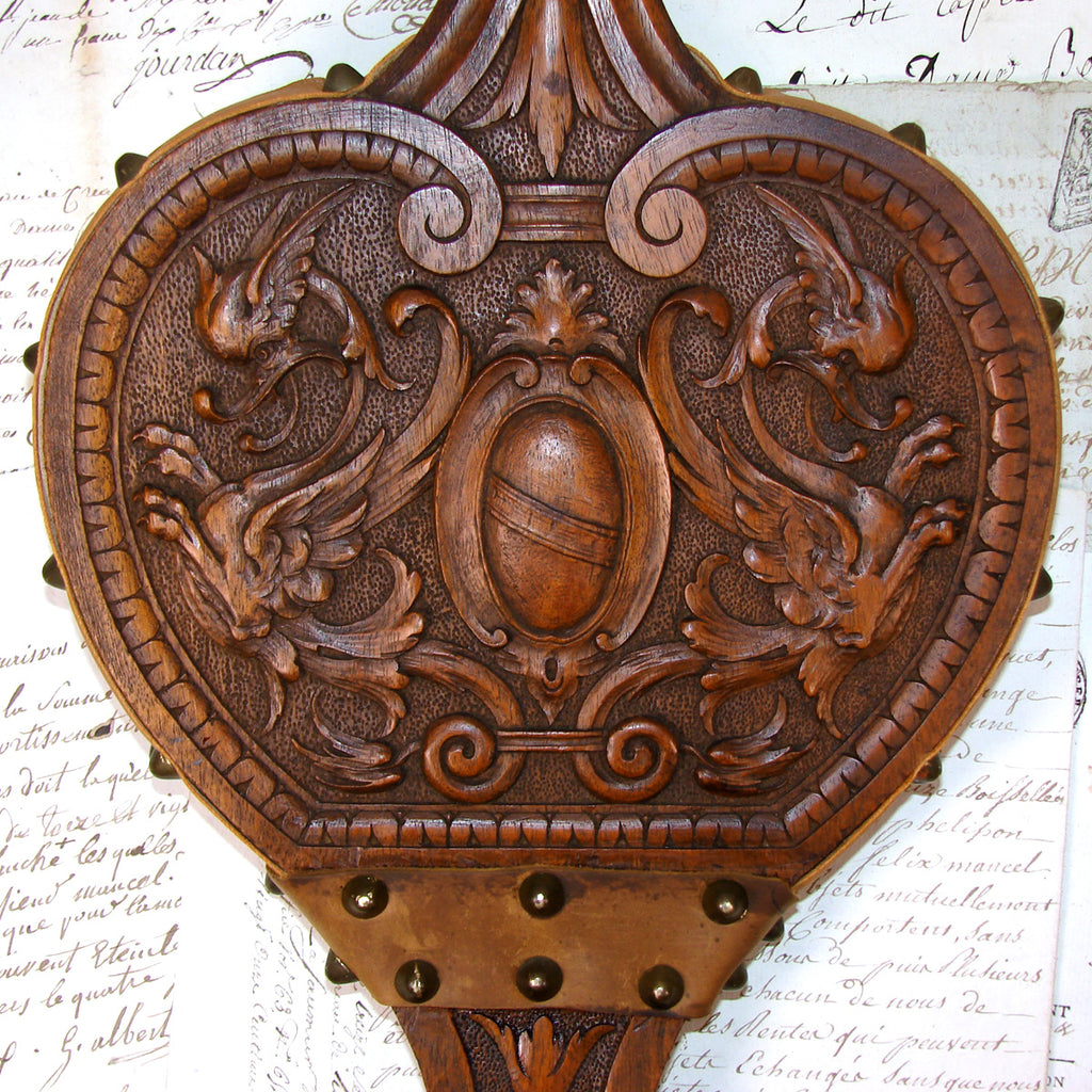 Rare Antique Victorian Era Carved 16.25" Fireplace Bellows, Highly Orn ...