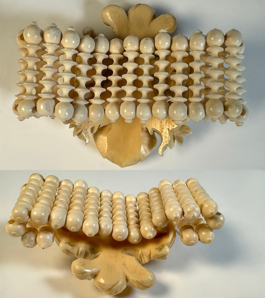 Rare Antique Carved Ivory Bracelet, Armorial Crest, Knight, early to m ...