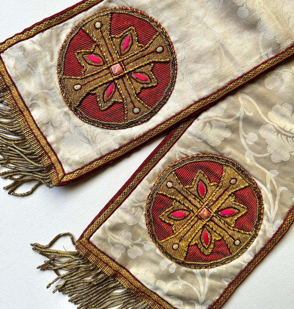 Antique French Catholic Maniple, Ceremonial Stole, Silk and Embroidery ...