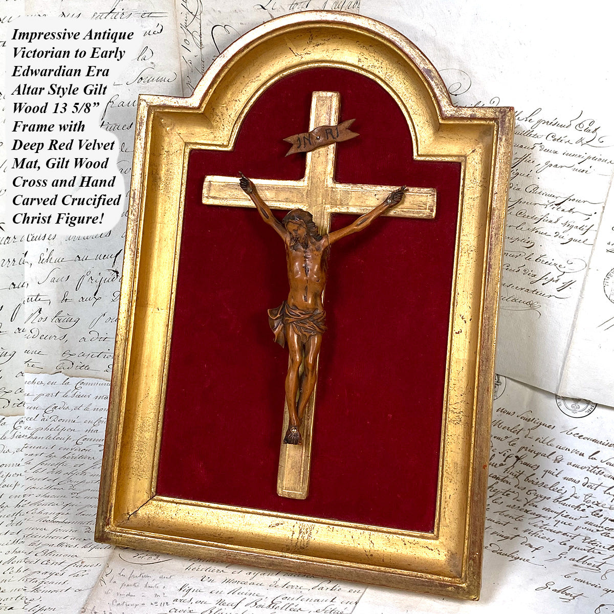 Antique French Victorian to Early Edwardian Era Altar Style Crucifix ...