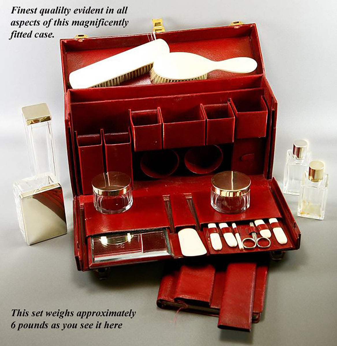 Antique French Travel Valise or Trousse d'Voyage, Vermeil Sterling Sil ...
