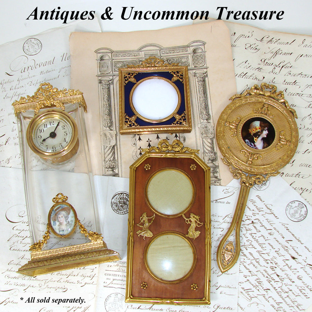 Antique-Vint. French Gilt Ormolu Empire Style Picture Frame, Bow & Rib ...