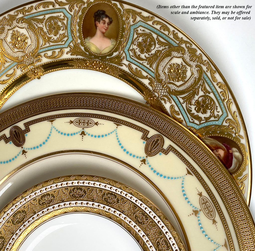 Fine Set of 10 LENOX 10 3/8" Dinner Plates w Raised Gold Enamel, Encru ...