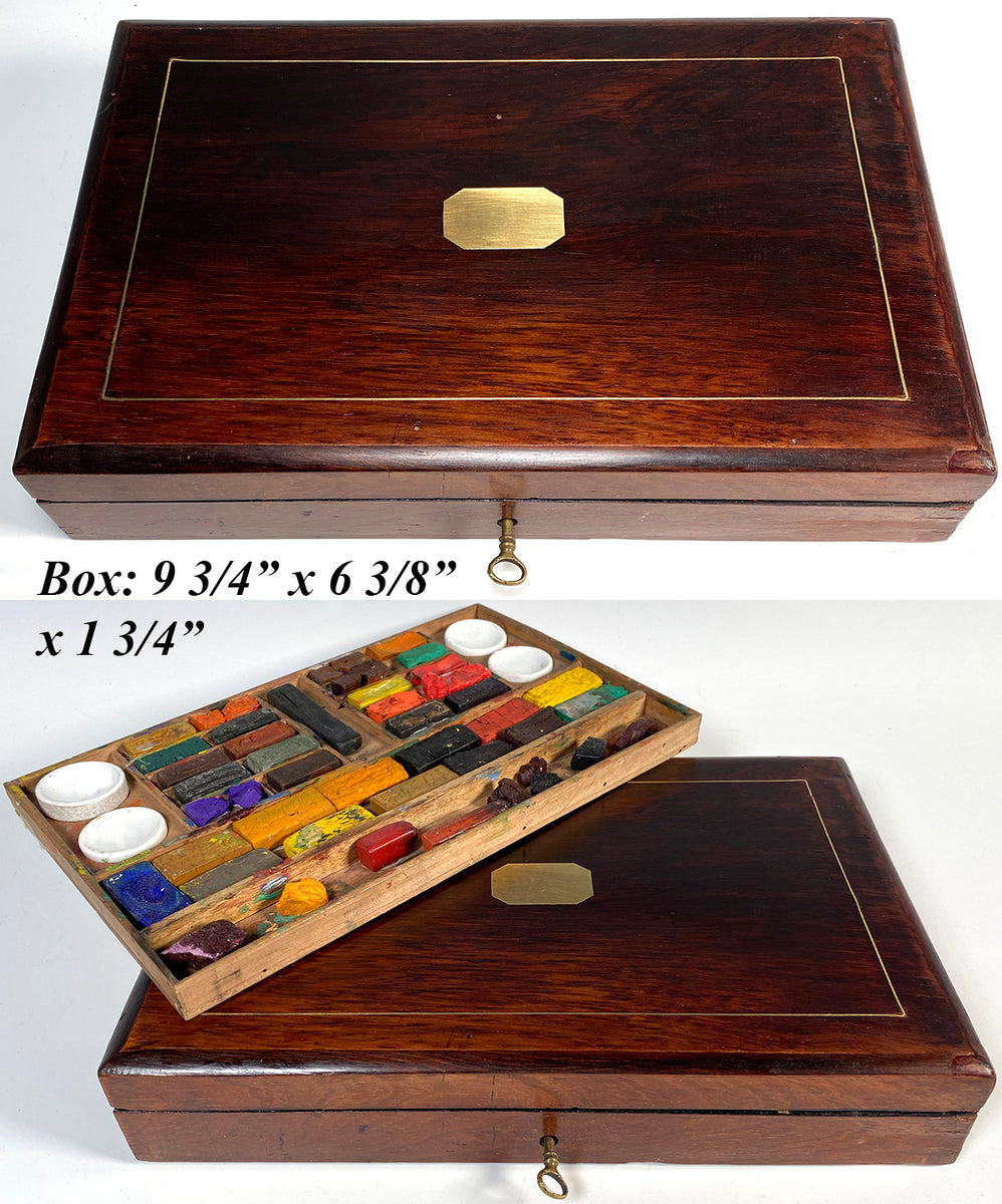 Antique French Watercolor Aquarelle Painting Artist's Box, Elegant Bou ...
