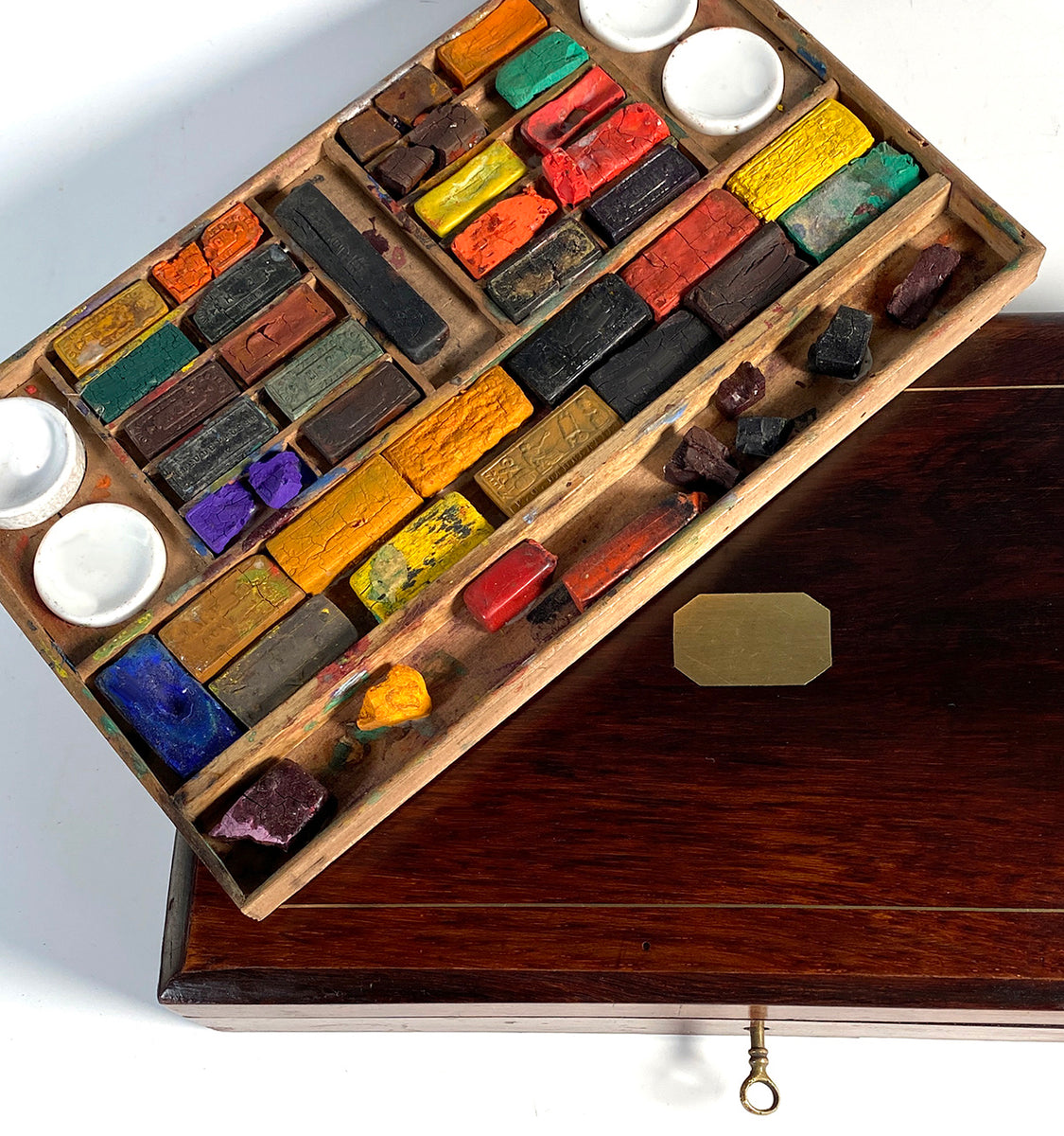 Antique French Watercolor Aquarelle Painting Artist's Box, Elegant Bou ...