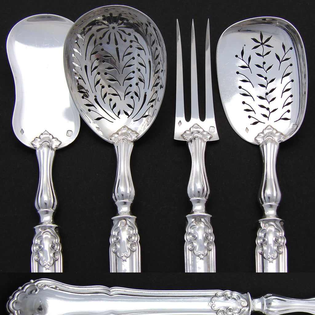 Superb Antique French Sterling Silver 14pc Serving Utensil Set, Gorgeo ...