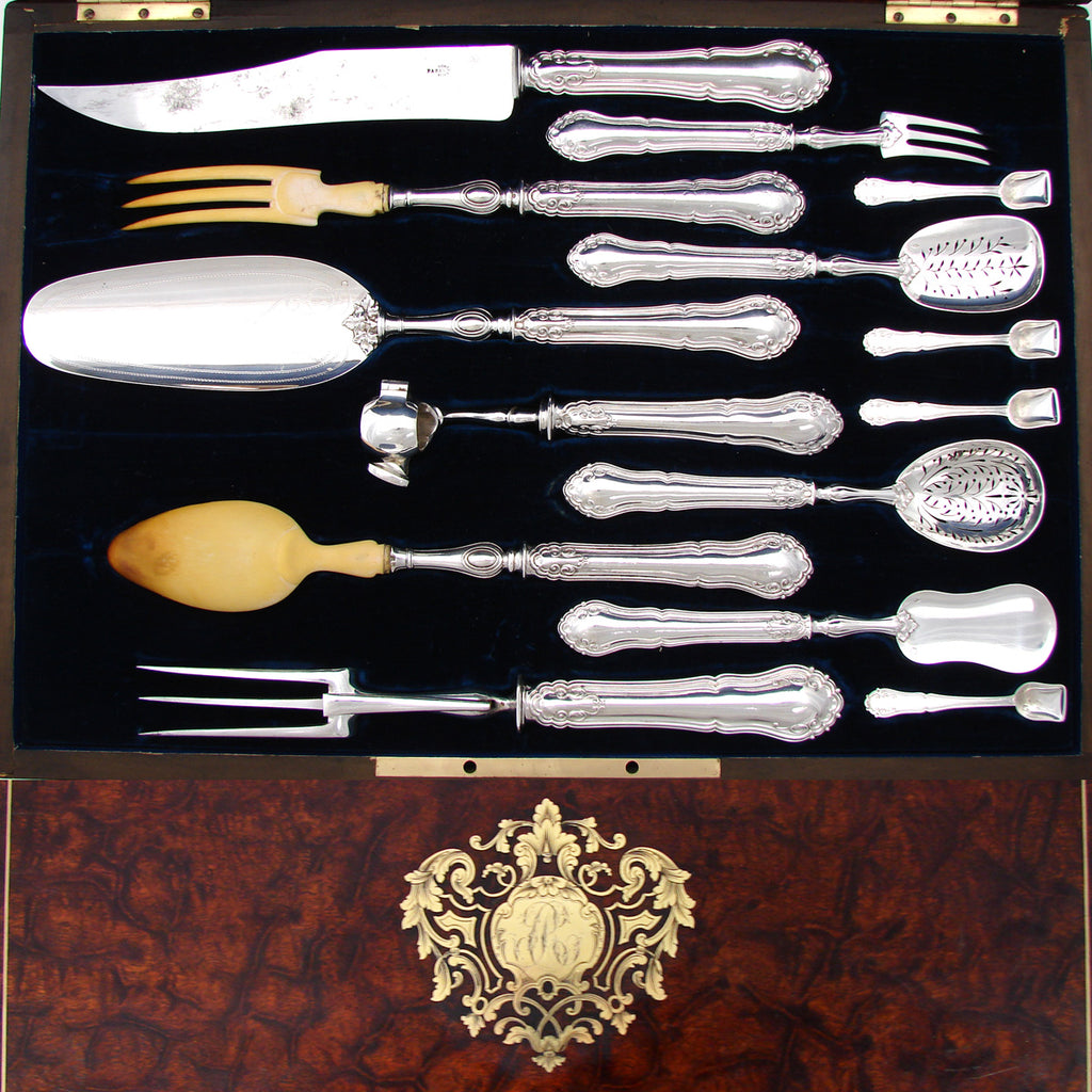 Superb Antique French Sterling Silver 14pc Serving Utensil Set, Gorgeo ...