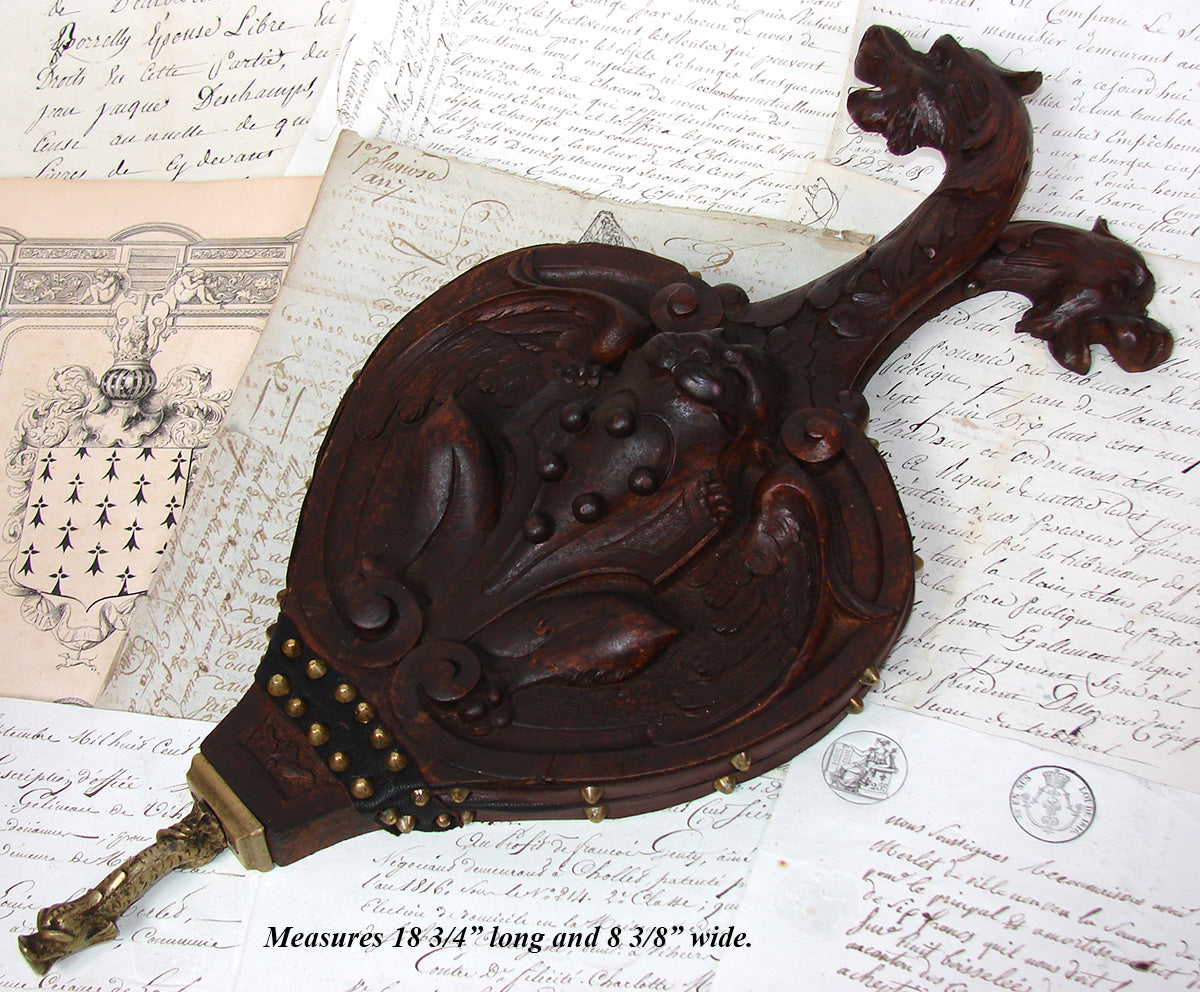 Rare Antique Victorian Era Carved 18" Fireplace Bellows, Highly Ornate ...