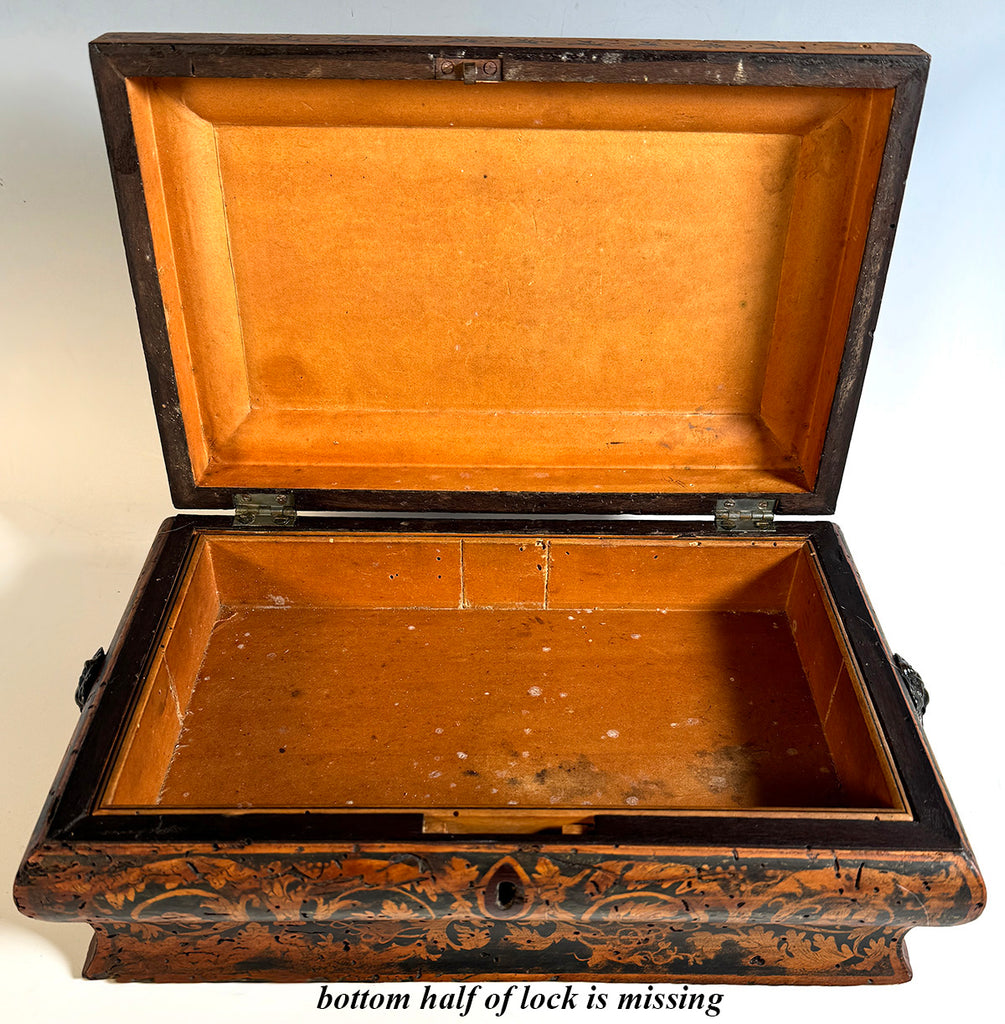 Antique English Ink Painting Penwork Georgian-Victorian Sewing or Jewe ...