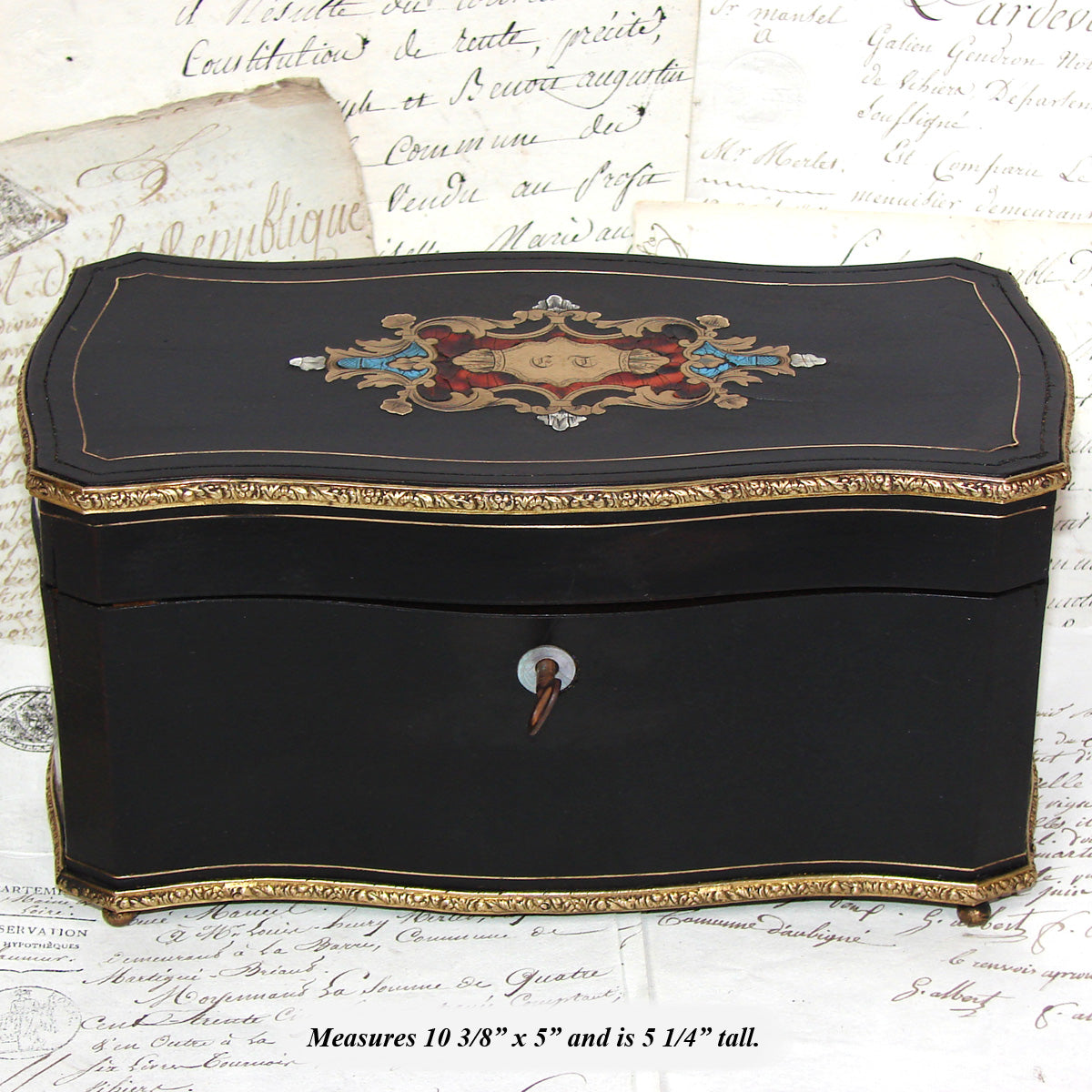 Antique French Napoleon III Era Double Well Tea Caddy Box, TAHAN, Pari ...