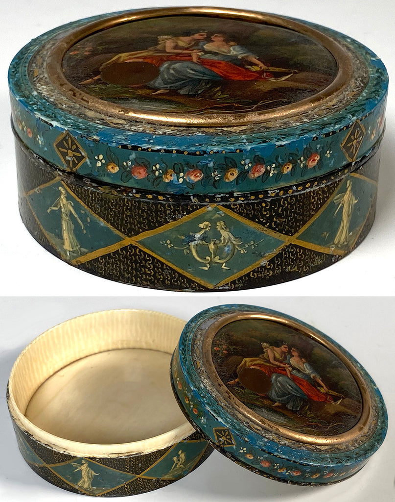 Rare Antique 1700s French Snuff Box, Vernis Martin Figural & Portrait ...