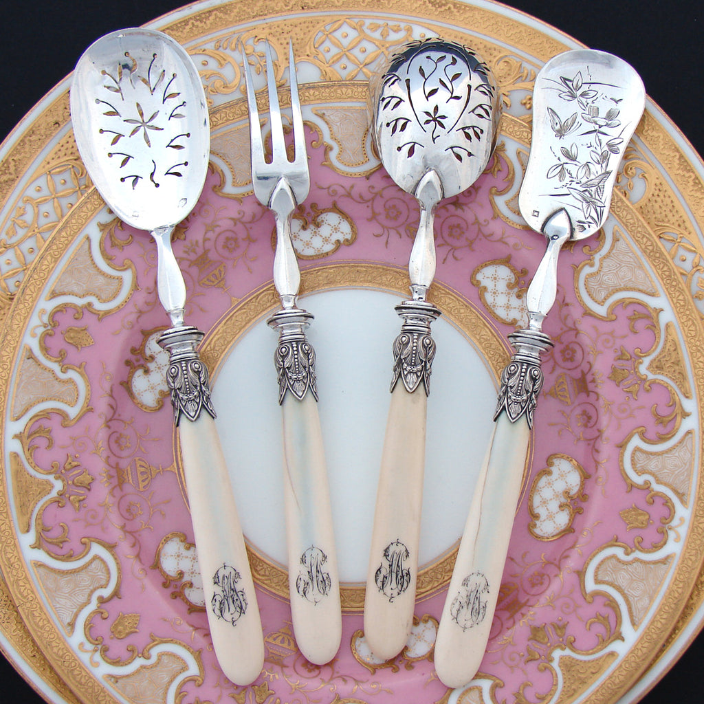 Antique French Hallmarked 4pc Condiment or Hors d'Oeuvre Serving Set ...