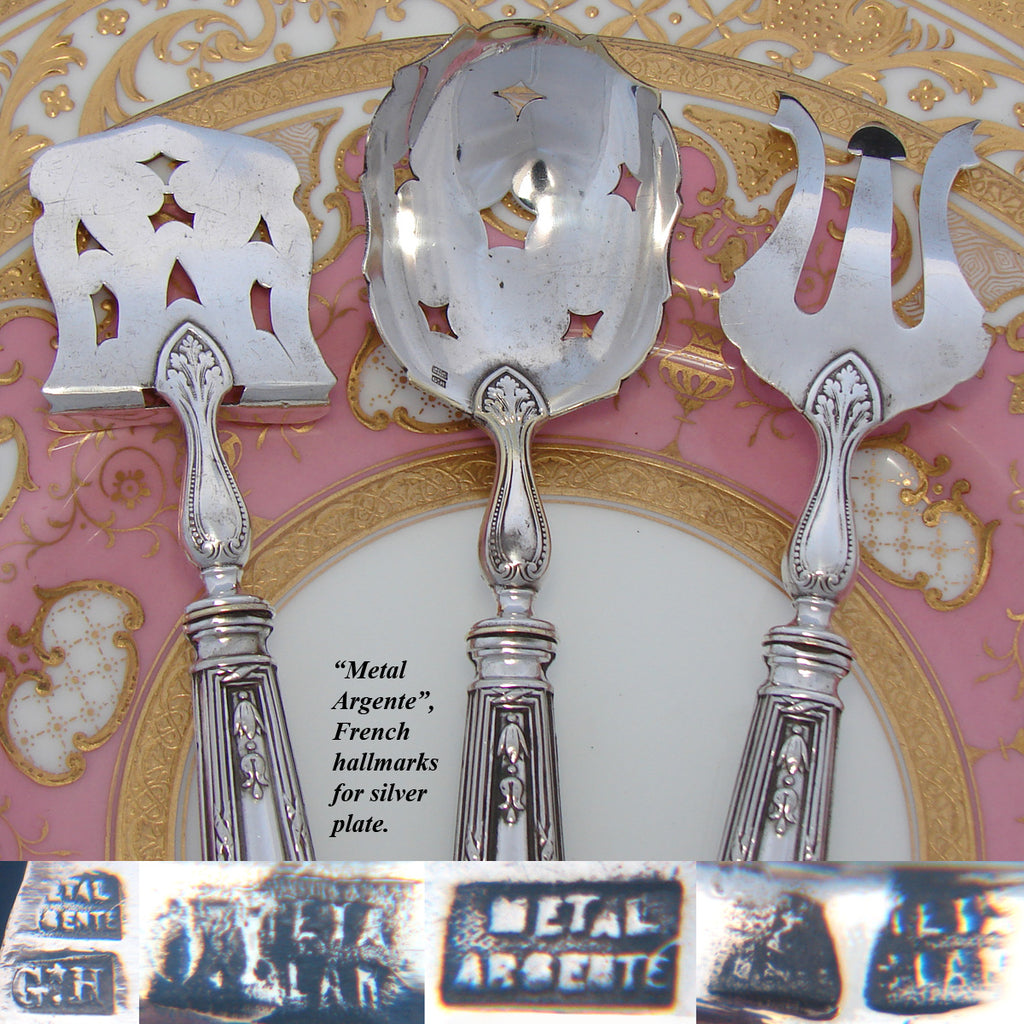 Antique French Hallmarked 3pc Condiment or Hors d'Oeuvre Serving Set ...
