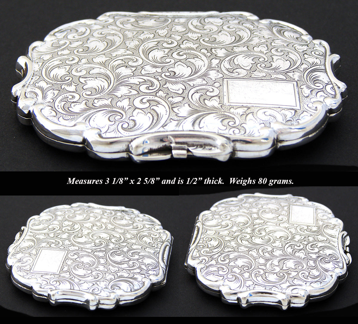 Ornate Antique Continental Powder Compact, Hallmarks & Original Mirror ...