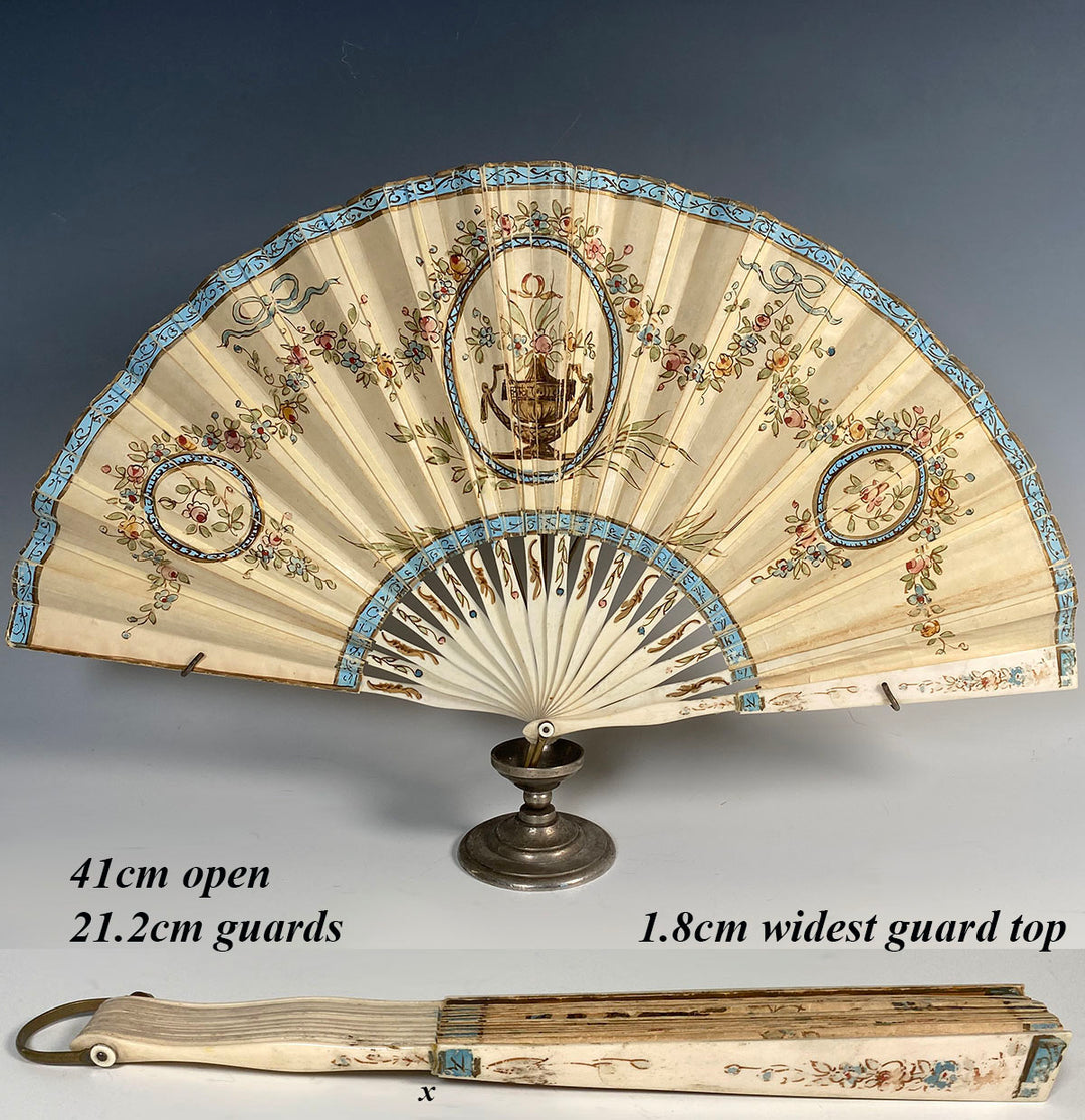 Antique 21.3cm Ernest Kees Signature Hand Painted Hand Fan c.1900, Bon ...