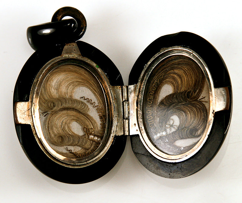 Antique French Tortoise Shell Locket with Hair Art, Seed Pearls - Tort ...