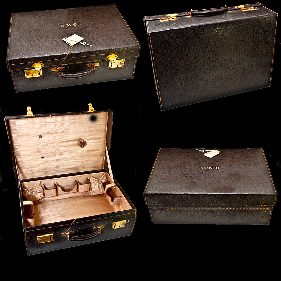 Rare Pristine Antique Travel Valise, Suitcase, with Fitted Jars, Brush ...