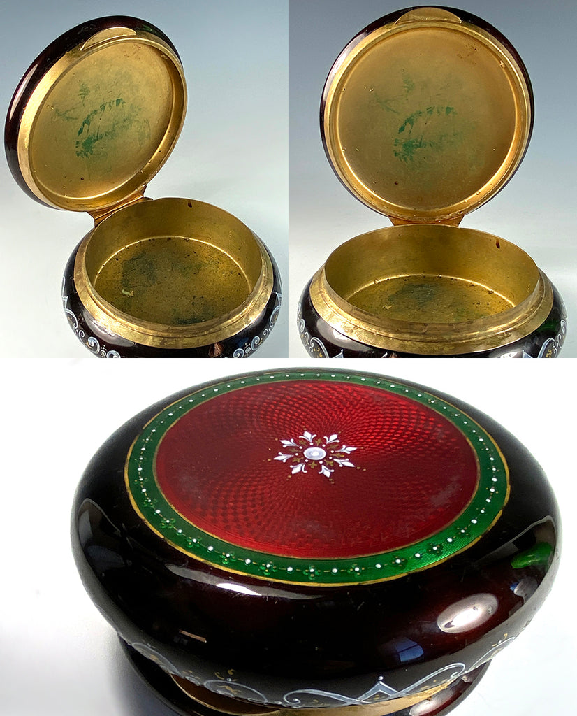 RARE Huge Antique French Limoges Kiln-fired Enamel Powder Box, 5.5" Ca ...