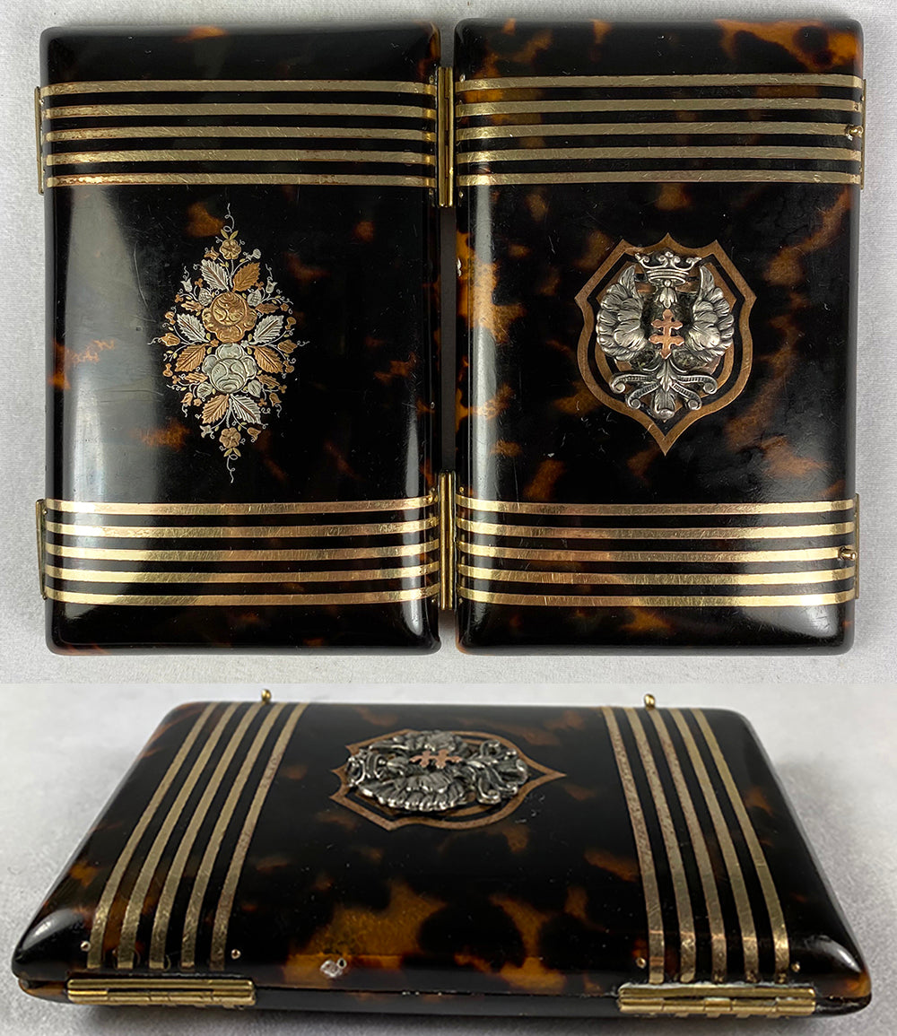 19th Century Tortoise Shell Etui, a Purse, Superb Interior and Pique w ...