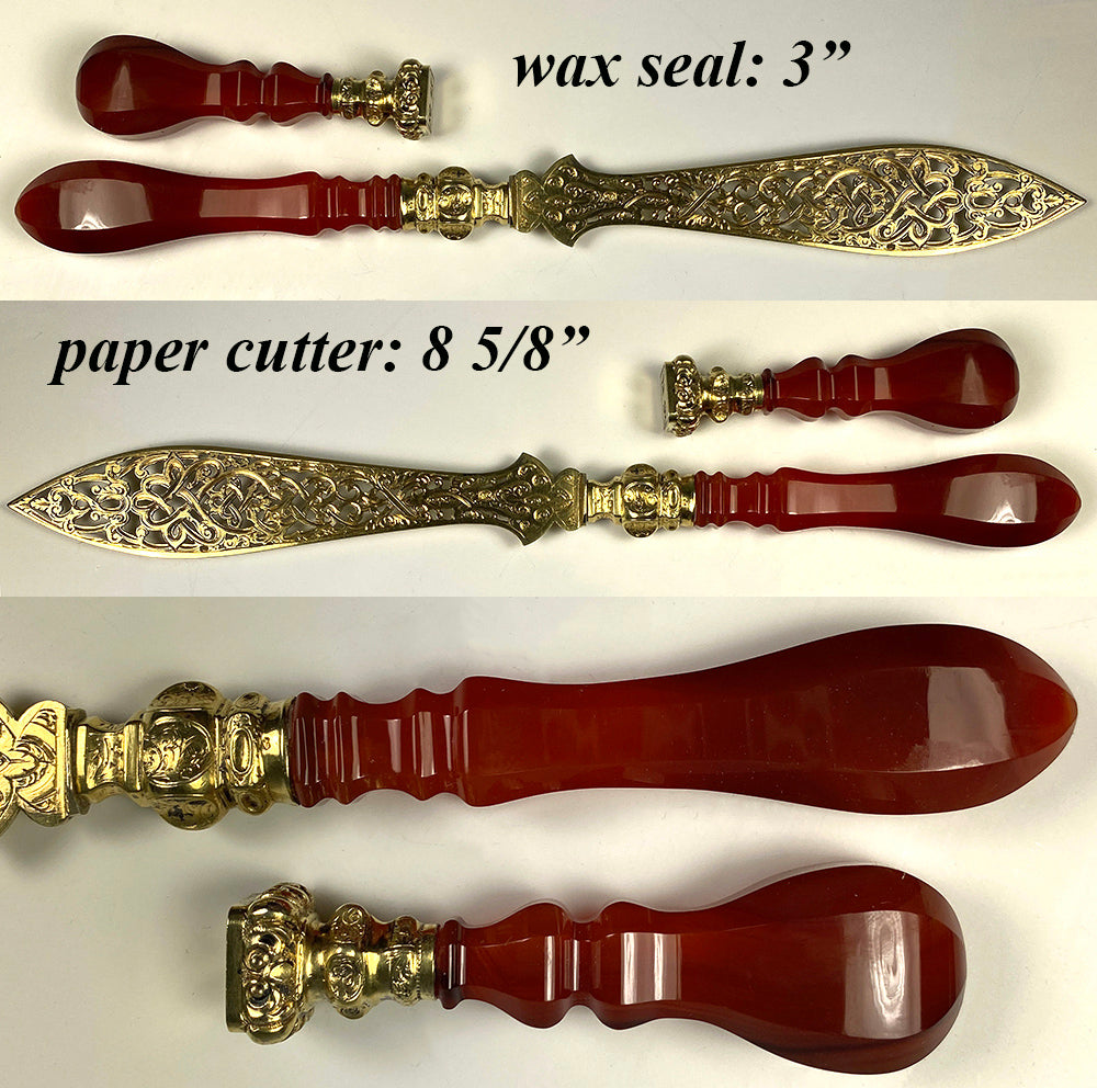Rare Antique French Wax Seal, Paper Knife or Letter Opener, Vermeil Bl ...