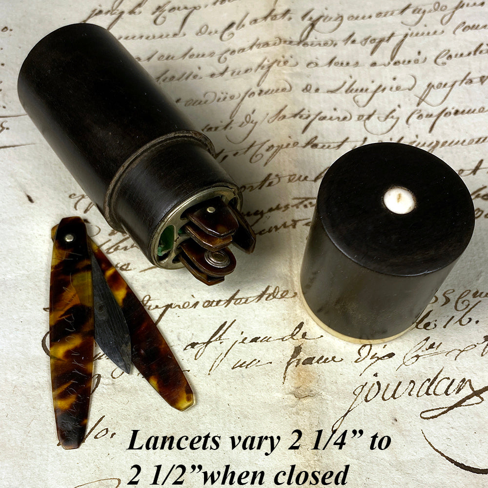 Antique 18th century French Doctor's Lancet Set of 6, Tortoise Shell E ...
