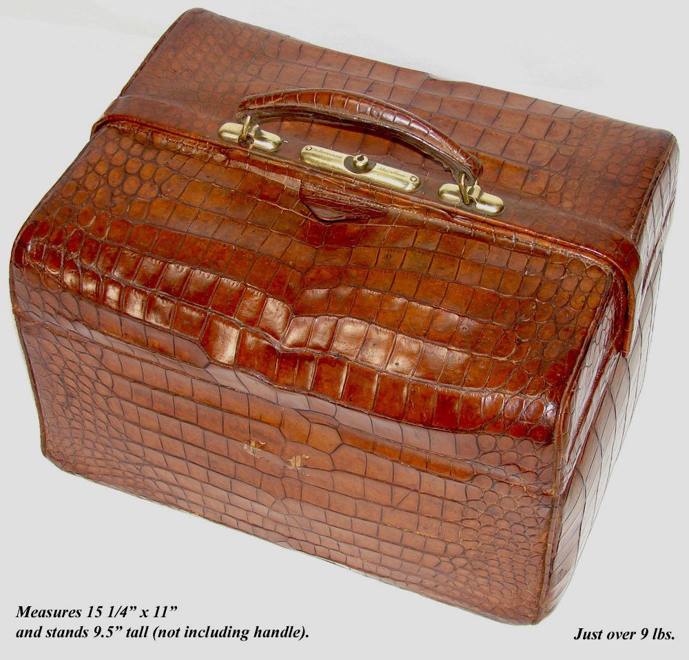 Superb Large Antique Victorian Era 15" Alligator or Croc Travel Case ...