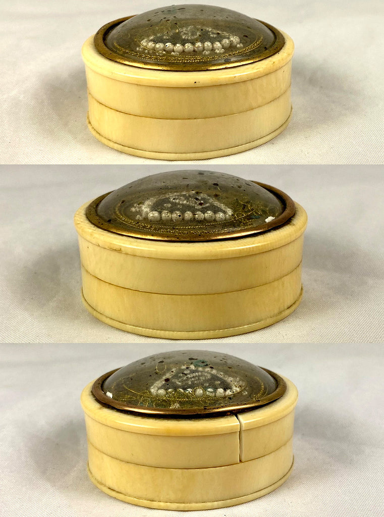 Antique c.1770s French Bonboniere, Patch or Snuff Box, Seed Pearls, Go ...