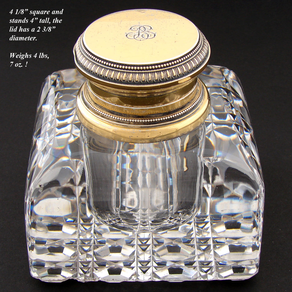 Rare Antique French 18k Gold on Sterling Silver “Vermeil” & Heavy Cut ...