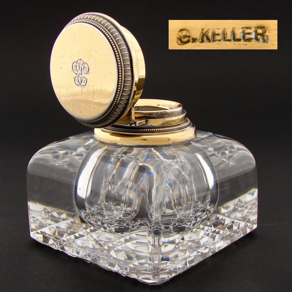 Rare Antique French 18k Gold on Sterling Silver “Vermeil” & Heavy Cut ...