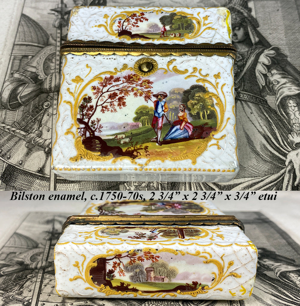 Antique 18th Century Bilston Kiln-fired Enamel Etui, Georgian Necessai ...
