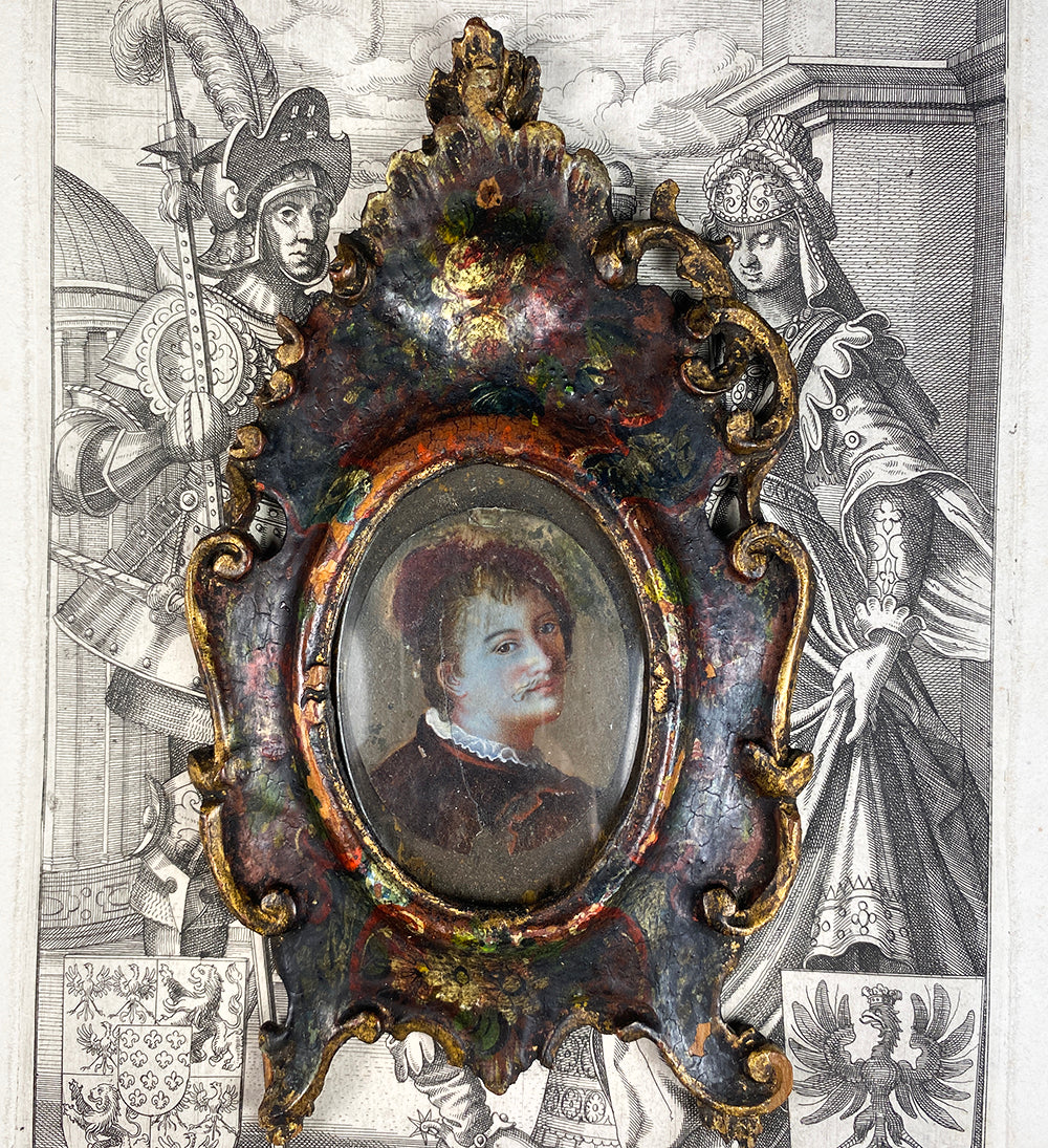 Antique Hand Carved and Painted Frame, 18th Century, Portrait Miniatur ...
