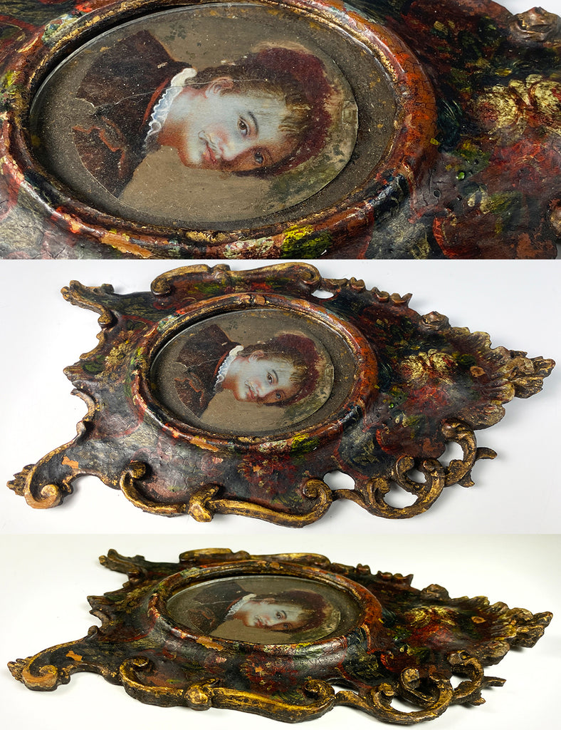 Antique Hand Carved and Painted Frame, 18th Century, Portrait Miniatur ...