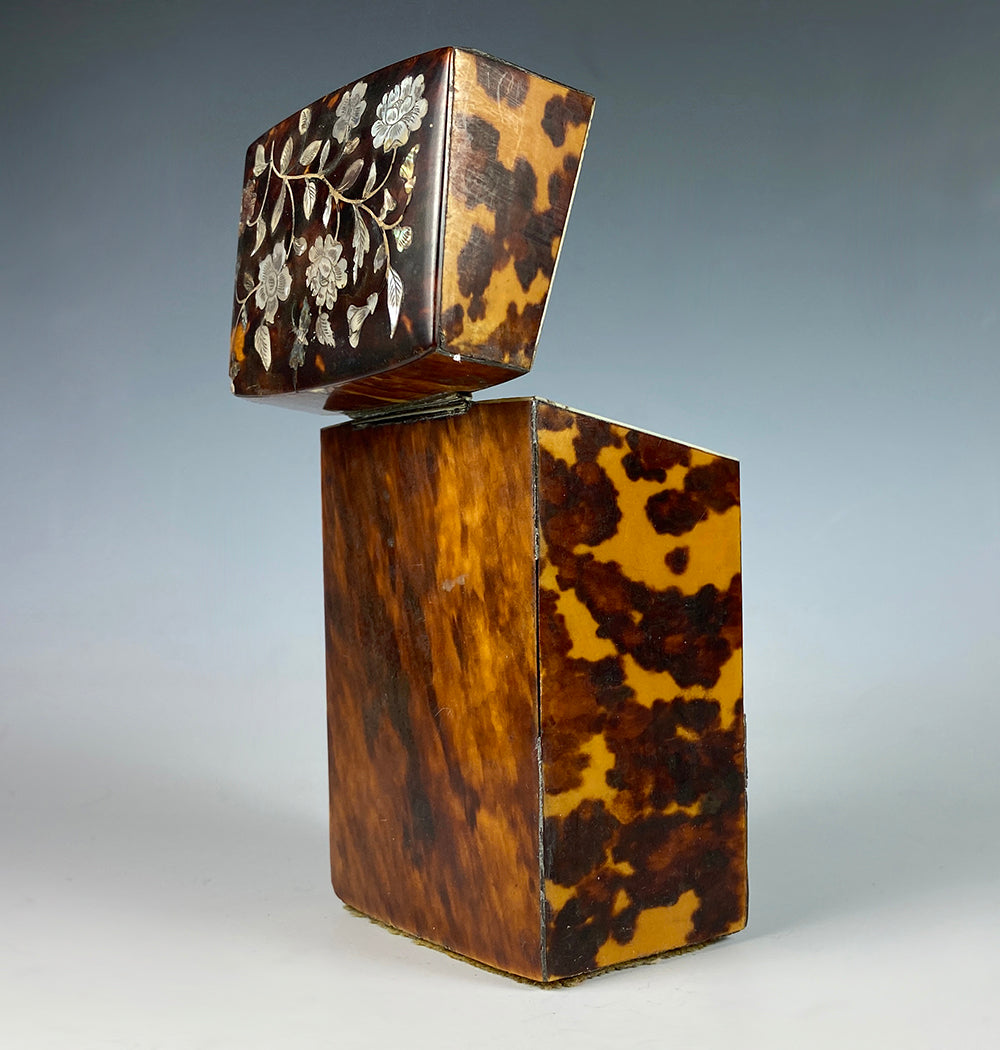 Superb Antique English Tortoise Shell and Mother of Pearl Marquetry Ne ...