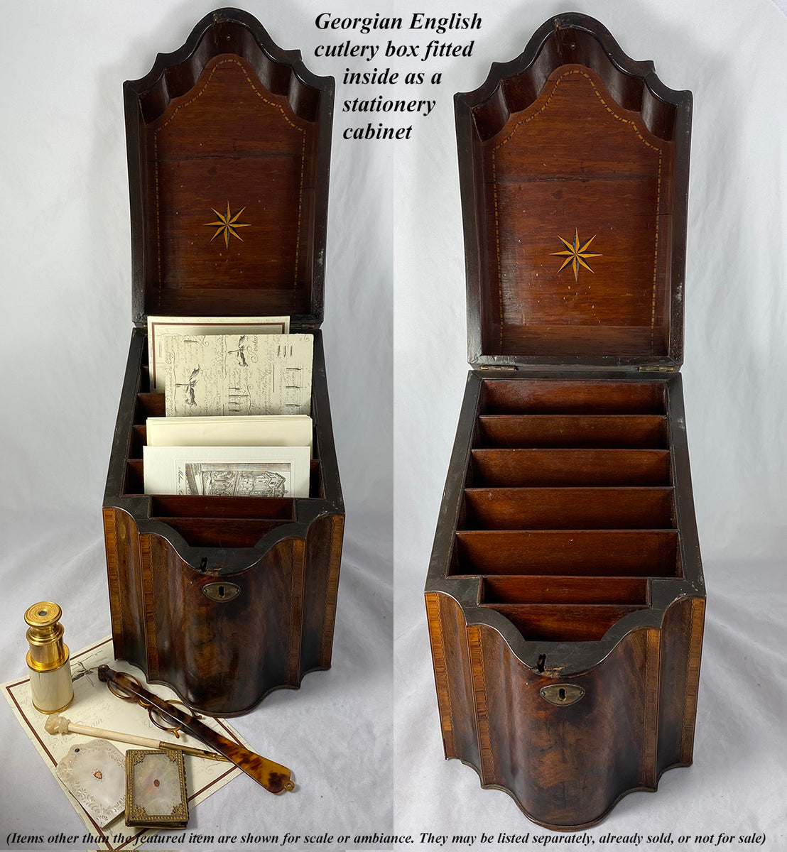 Superb Antique English Cutlery Box, Fitted for Stationery, Writer's Ch ...