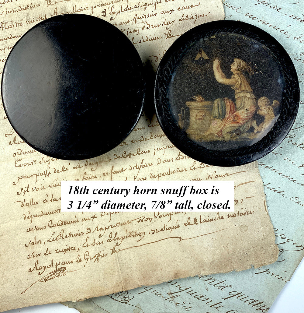 Antique 18th Century Portrait Miniature Snuff Box, Cupid and Maiden, M ...