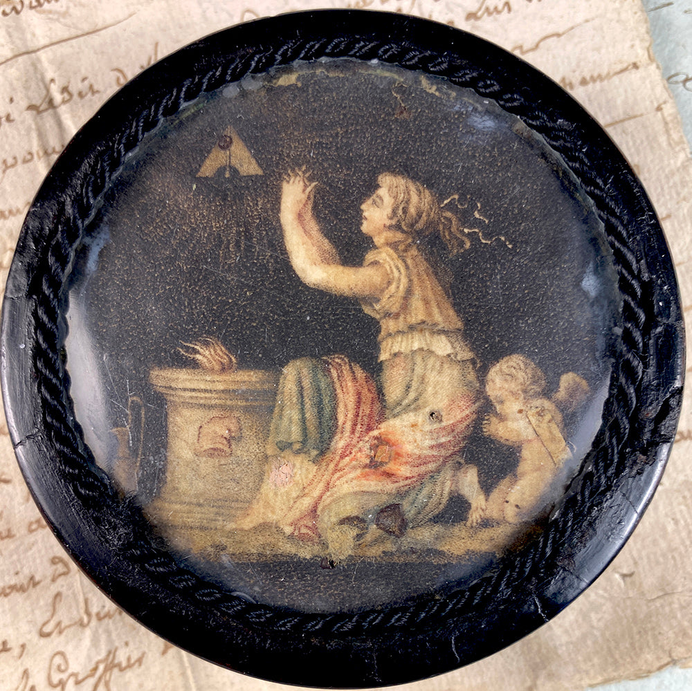 Antique 18th Century Portrait Miniature Snuff Box, Cupid and Maiden, M ...