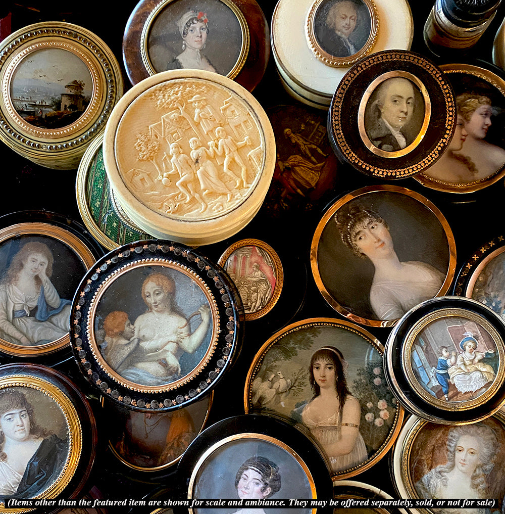 Antique Mid-18th Century Hand Carved Ivory Snuff Box, Colonial Scene ...