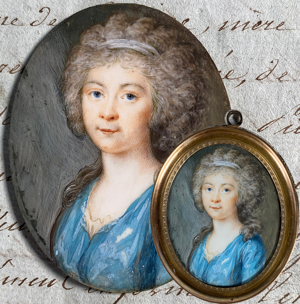 18th Century Antique French Portrait Miniature, Artist Signed, Era of ...