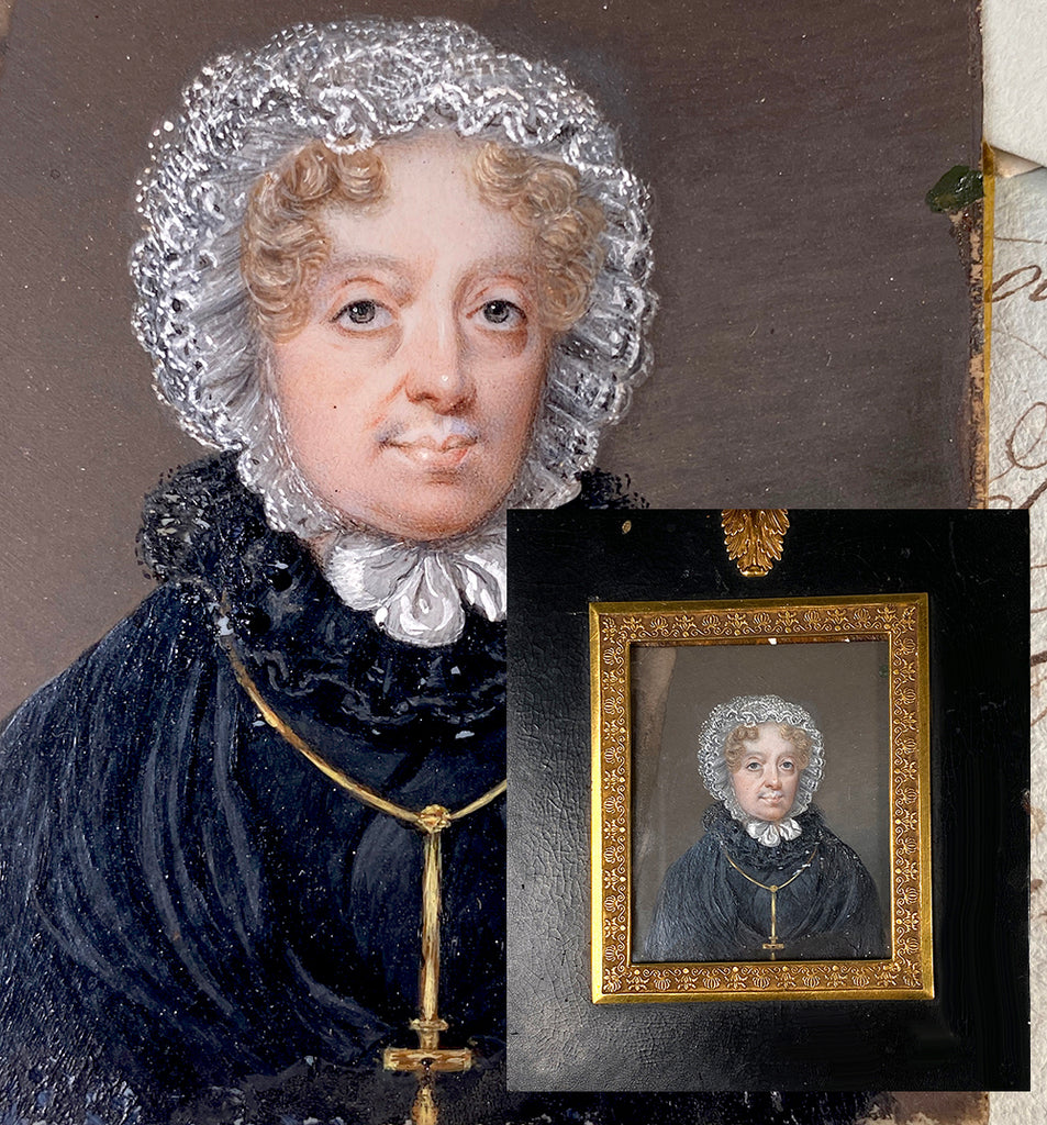 Antique 18th Century French Portrait Miniature of a Matron in Cape, La ...