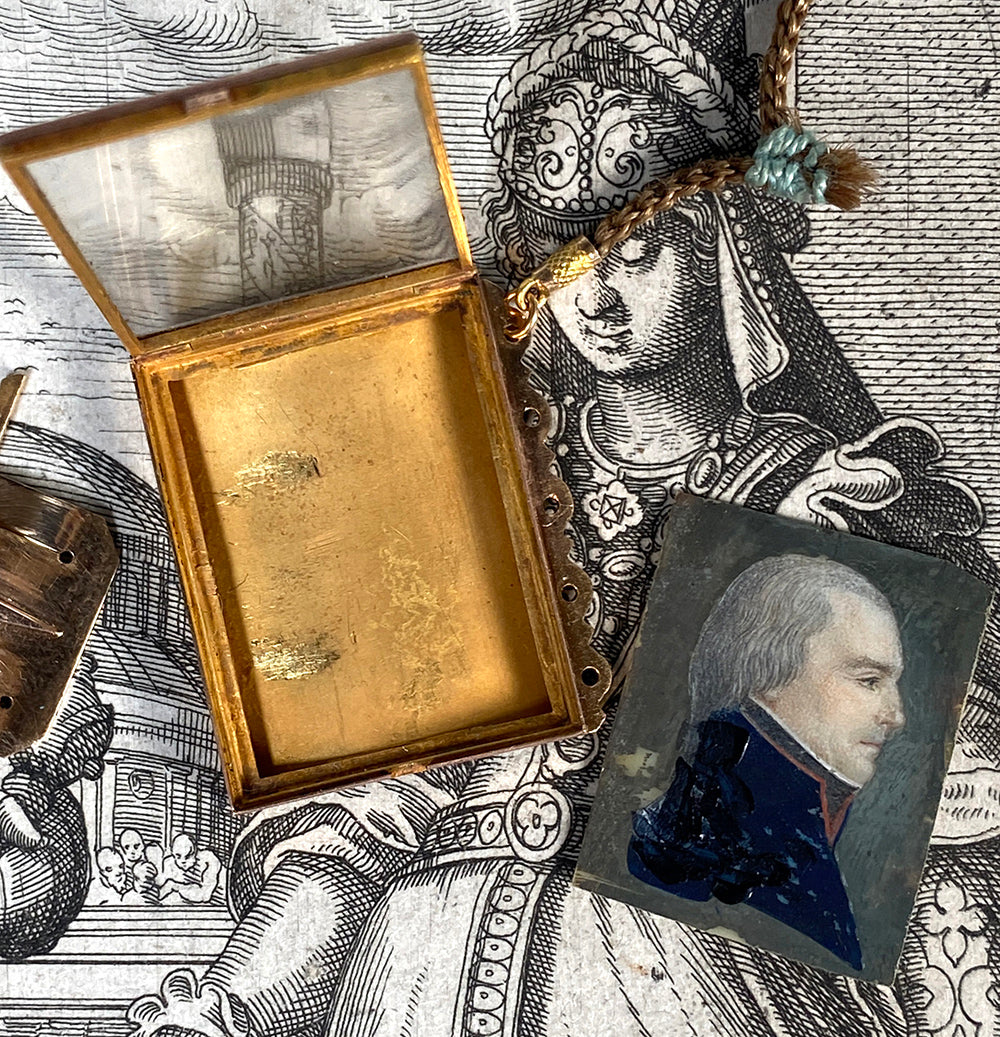 Antique French Revolutionary Military Portrait Miniature in 18k Gold B ...