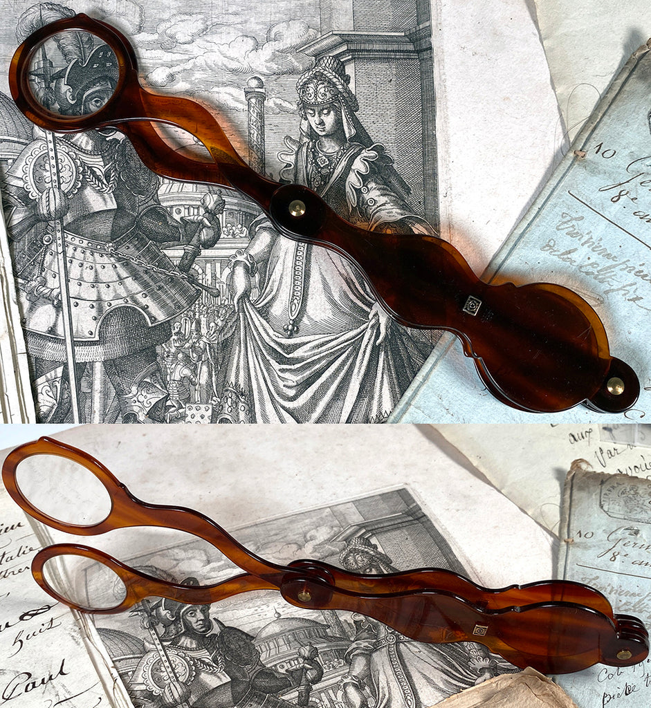 Large Antique French Lorgnette, Tortoise Shell with 18k Gold, Pendant ...