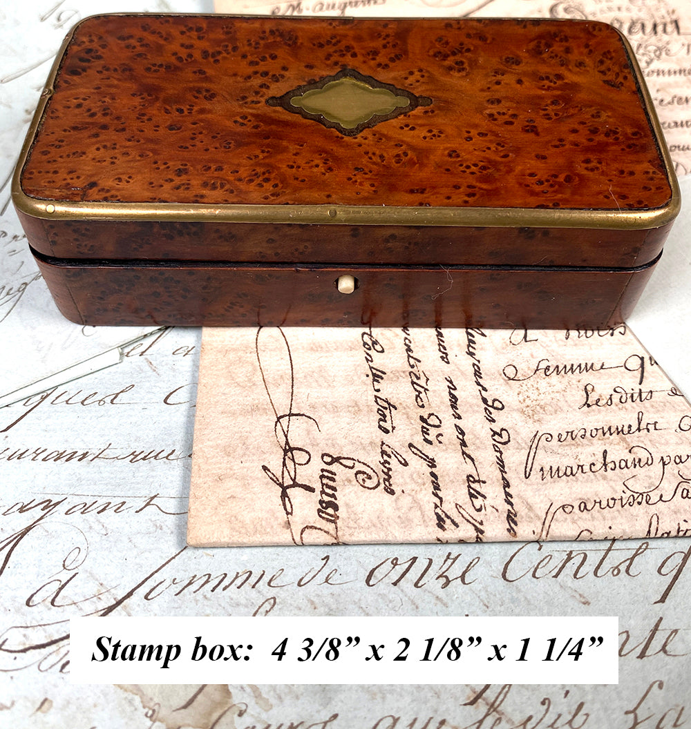 Antique French 4-Section Stamps Box, Burl and Boulle Napoleon III era ...