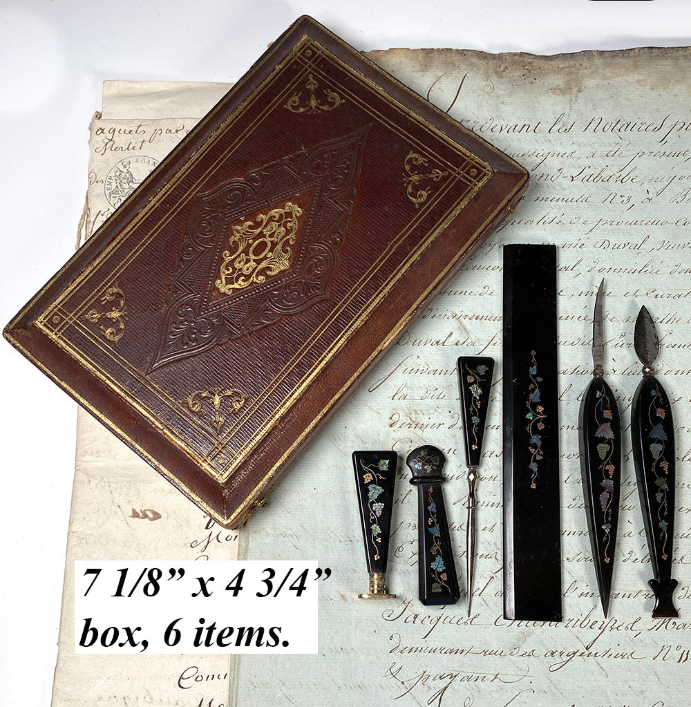 Antique French Desk or Writer's Set, 6pc, Seal, Ruler, etc c.1790-1820 ...