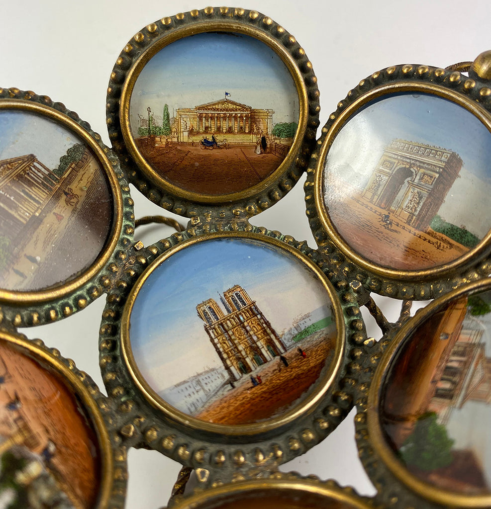 Antique c.1840s Paris Grand Tour Calling Card Tray, 7 Eglomise Paintin ...