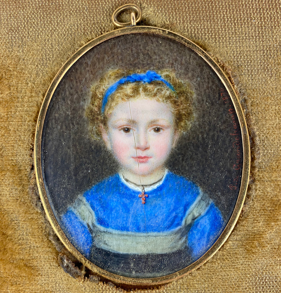 RARE Antique French 3 Generation Impressionist Portrait Miniatures, Ch ...