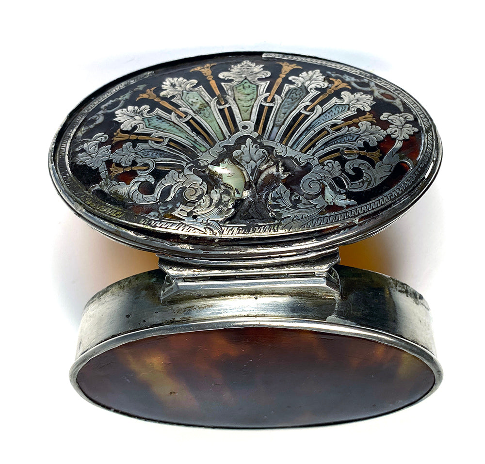 Antique c.1700s Opulent 18k, Silver, Tortoise Shell Snuff Box, Mascaro ...