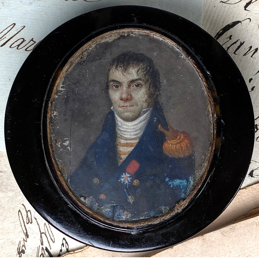 RARE Antique French Double Portrait Miniature Tortoise Shell Snuff Box ...