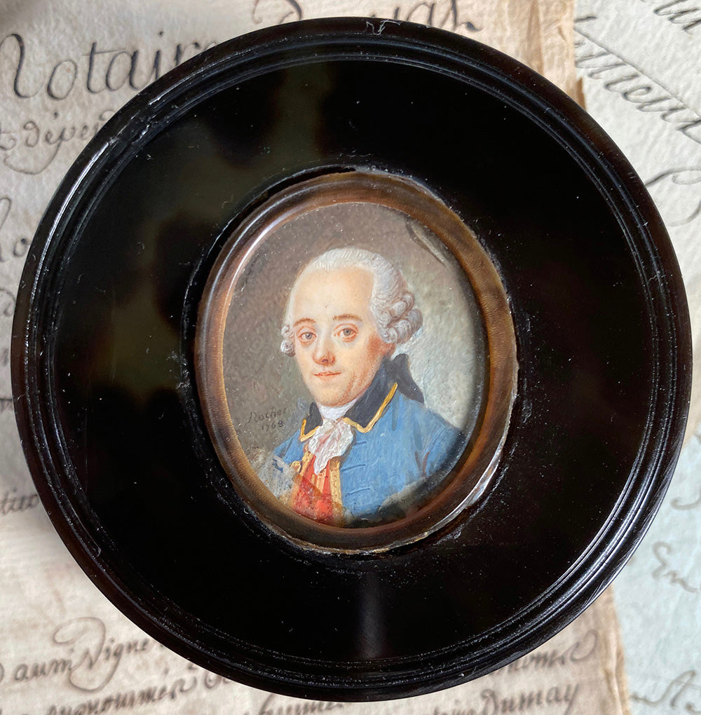 RARE Antique French Double Portrait Miniature Tortoise Shell Snuff Box ...