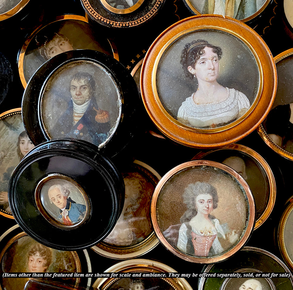 RARE Antique French Double Portrait Miniature Tortoise Shell Snuff Box ...